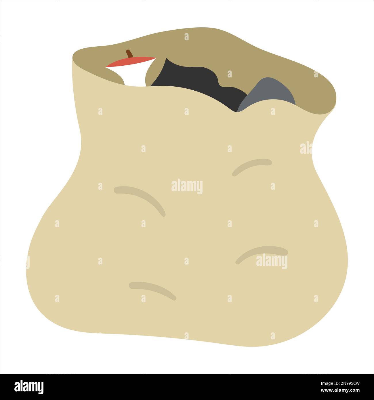 Vector rubbish sack icon. Bag with waste illustration. Trash pile ...