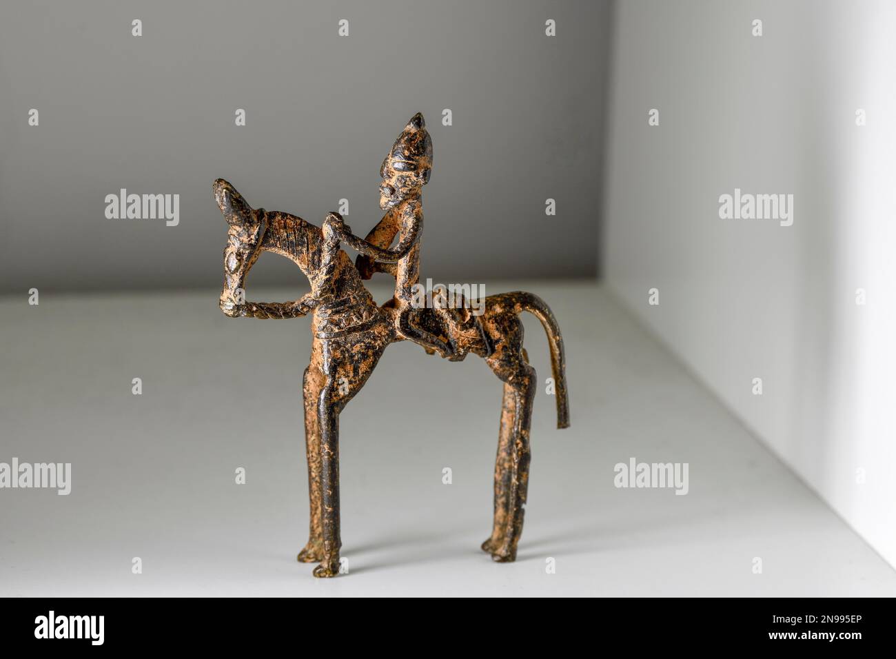Bronze figure of Bai Bureh (1840-1908) on a horse, ruler of the Kingdom ...