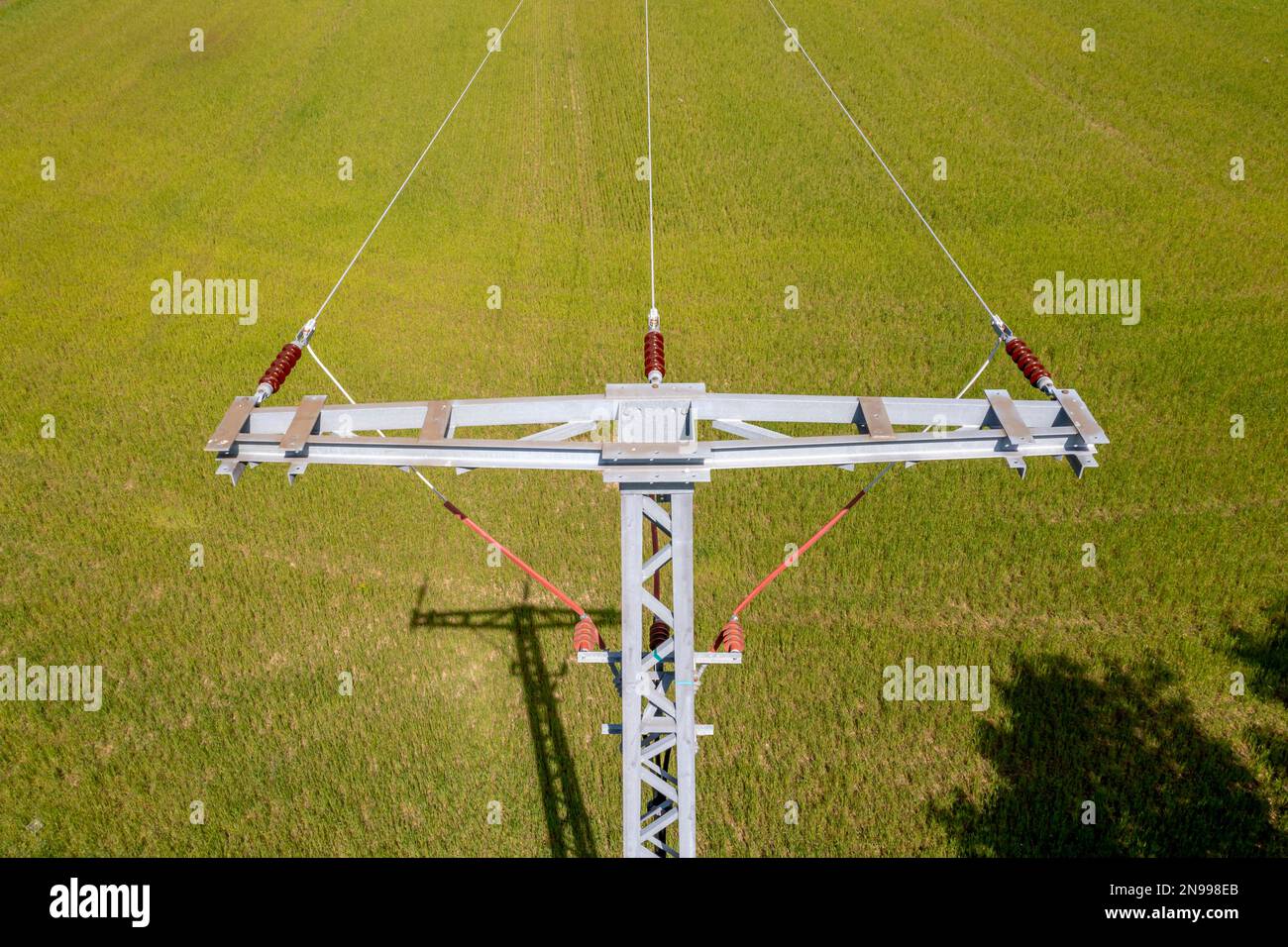 Medium voltage pylon photographed from above Stock Photo - Alamy