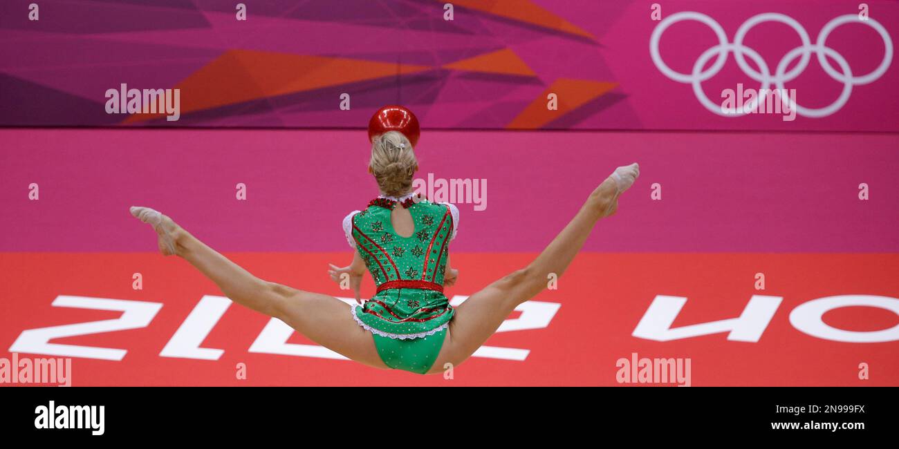 Austria's Caroline Weber performs during the rhythmic gymnastics ...