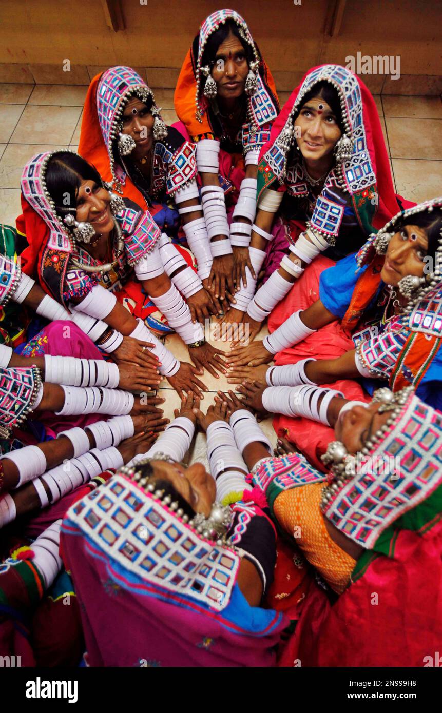 Indian Lambadi tribal women practice before performing during World ...