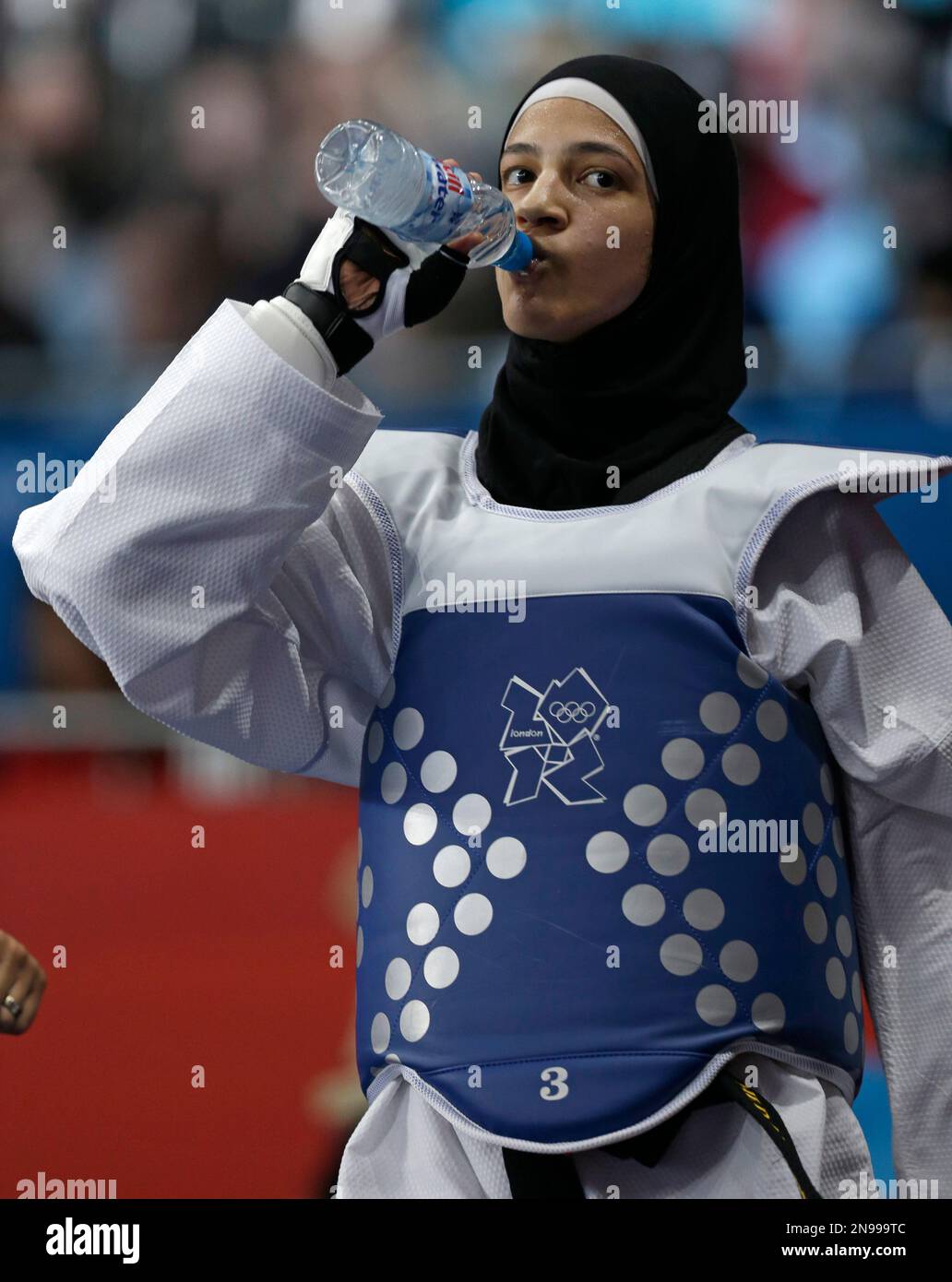 Egypt's Hedaya Wahba walks off the mat after her fight against New ...
