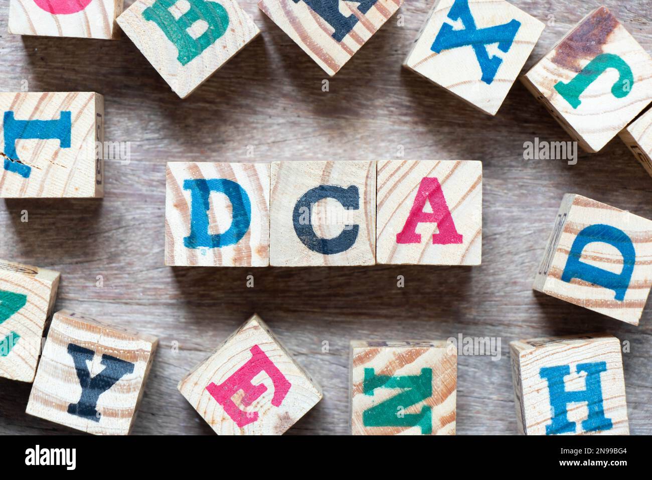 Alphabet letter block in word DCA (Abbreviation of Dollar-cost ...