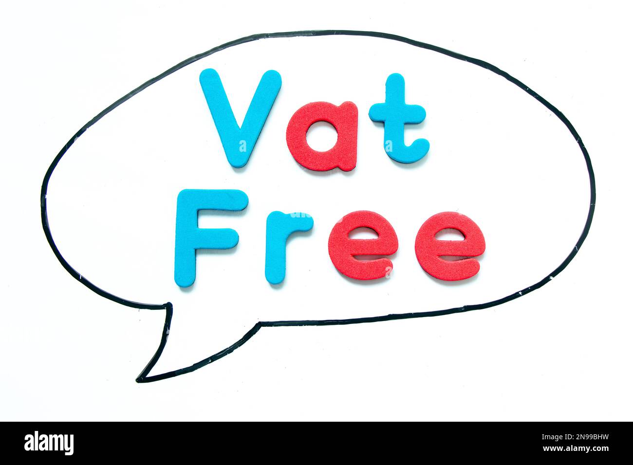 Alphabet letter with word vat free in black line hand drawing as bubble ...