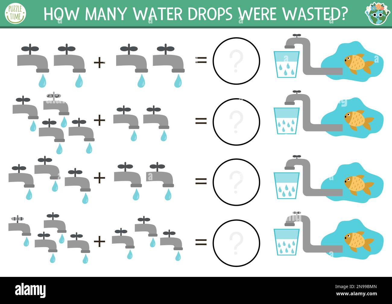 How many drops game with taps. Ecological math addition activity for ...