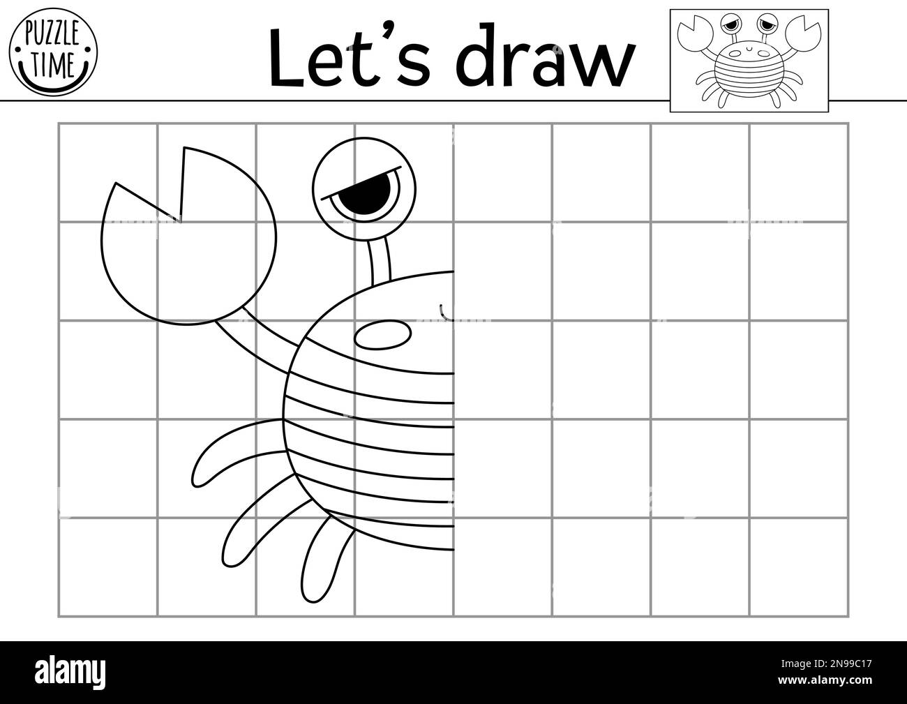 Complete the pirate crab picture. Vector pirate symmetrical drawing ...