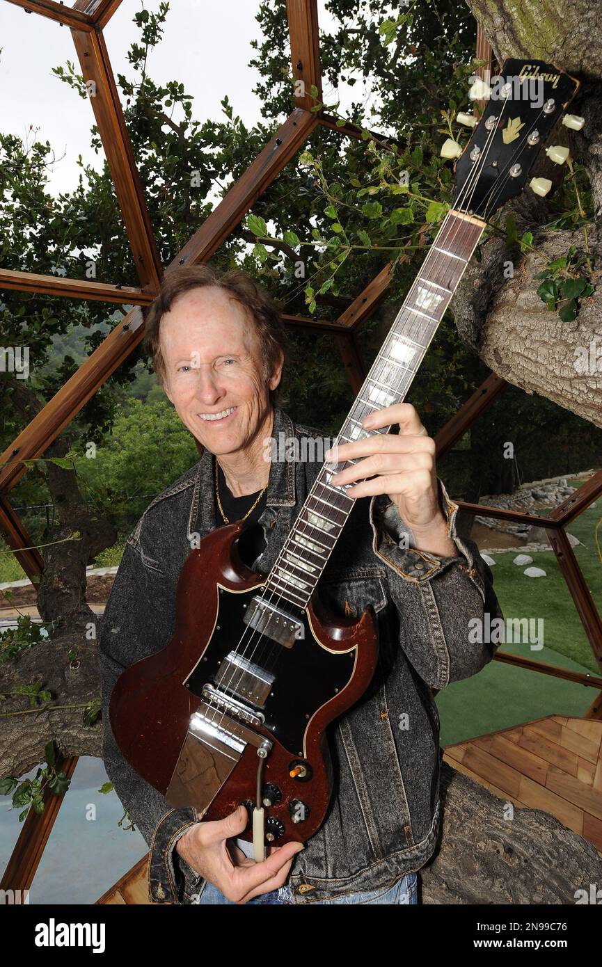 Robby Krieger poses for a portrait in his custom built treehouse built ...