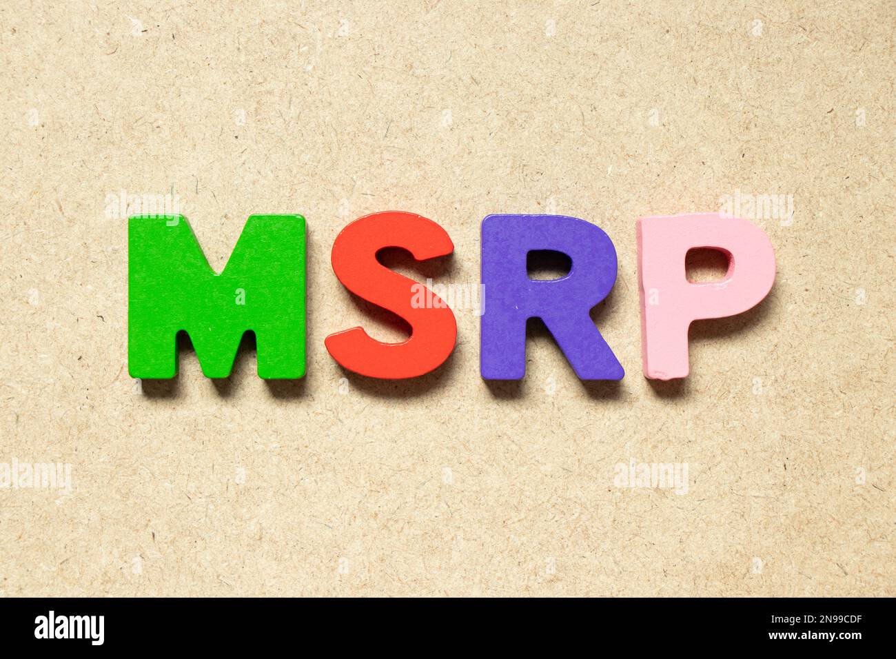 Color alphabet letter in word MSRP (Abbreviation of manufacturer's ...