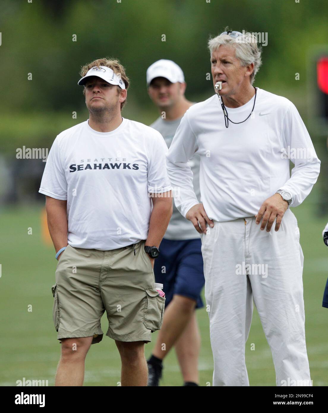 Seattle Seahawks general manager John Schneider, left, and head coach ...