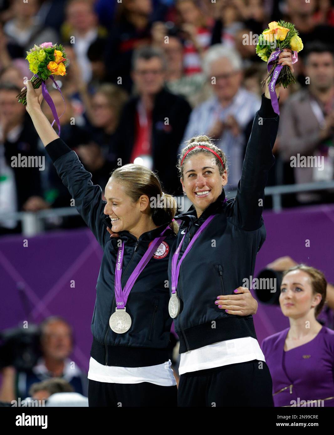 The United States Jennifer Kessy, left, and April Ross celebrate with ...