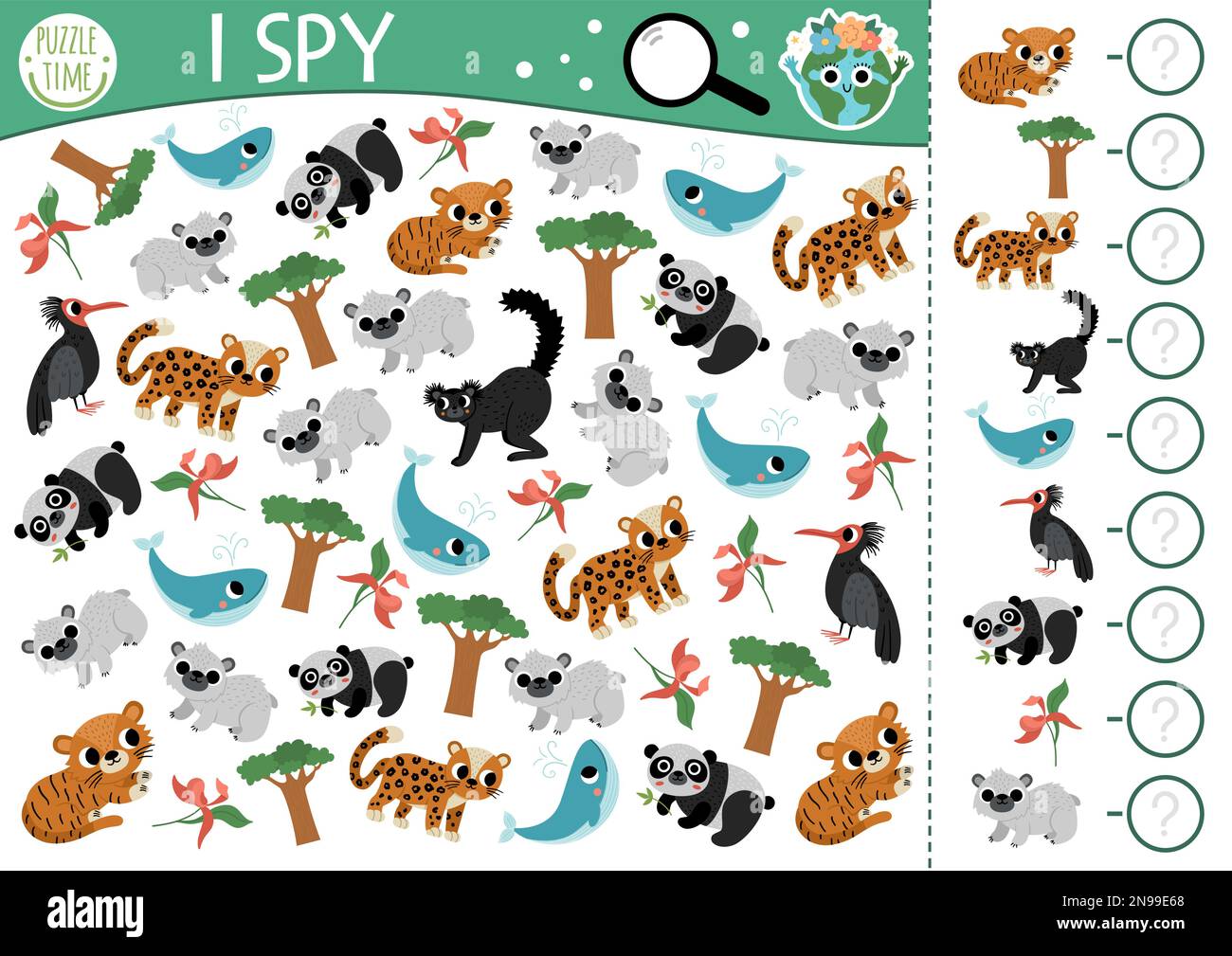 Ecological I spy game for kids. Searching and counting activity with ...