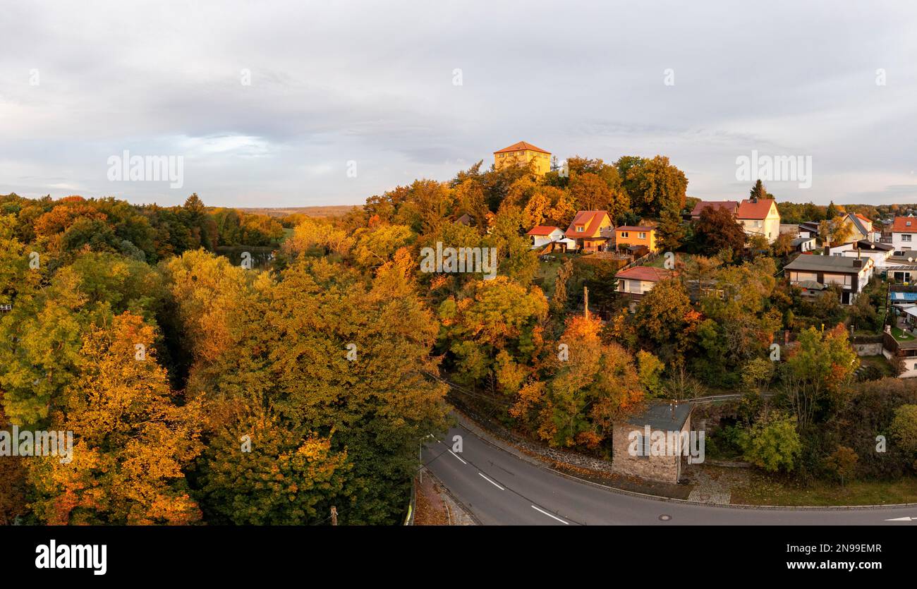 Aerial photos from Harzgerode in the Harz Mountains Sunrise in autumn ...