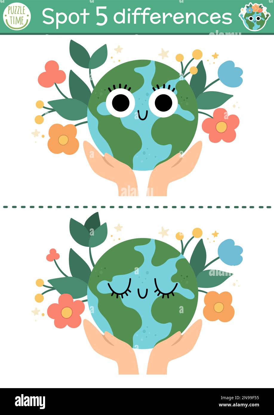 Find differences game for children. Ecological educational activity ...