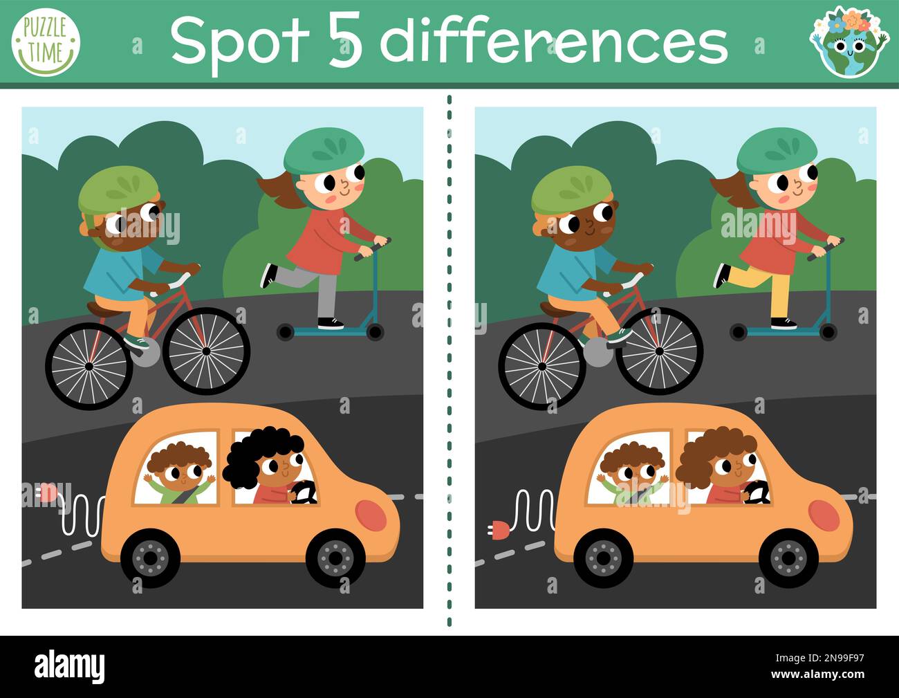 Find differences game for children. Ecological educational activity ...