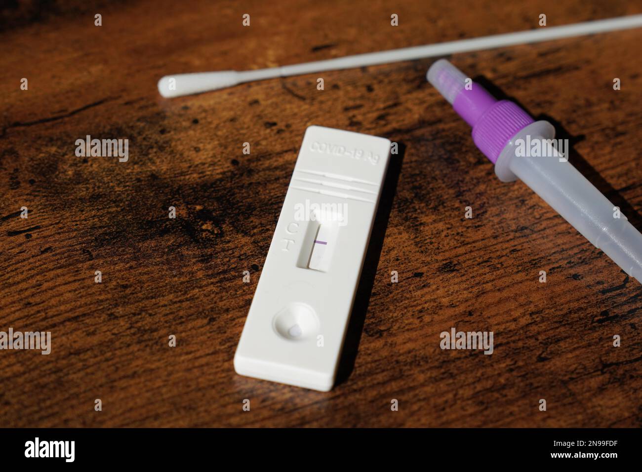 coronavirus covid-19 rapid antigen self test kit on table - selective ...
