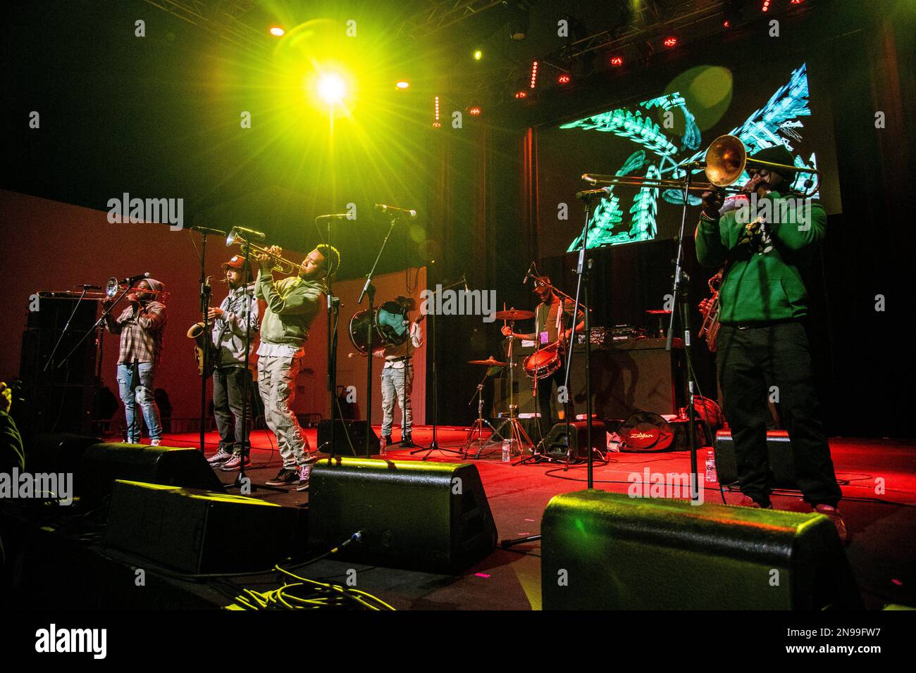 Members of the Rebirth Brass Band perform during Shorty Gras presented ...