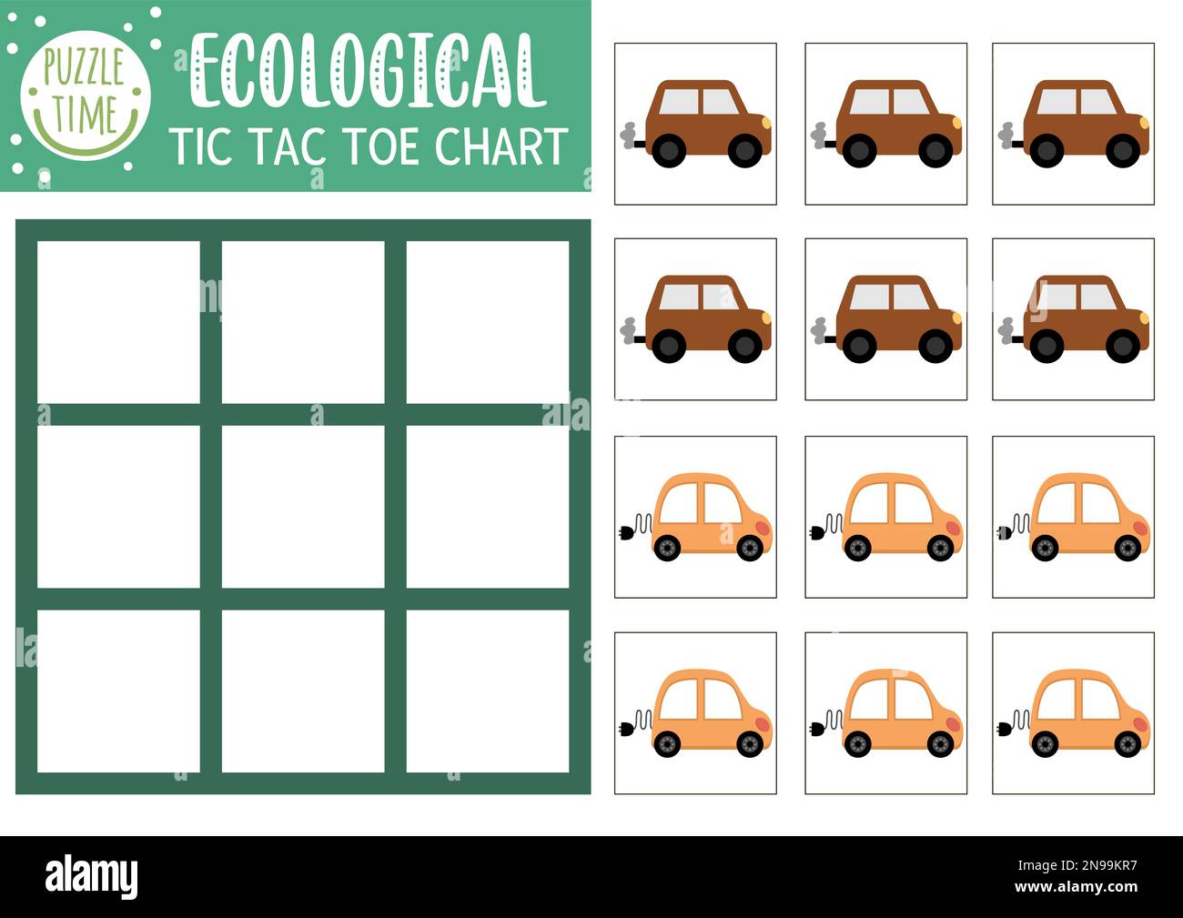 Vector ecological tic tac toe chart with alternative transport. Eco ...