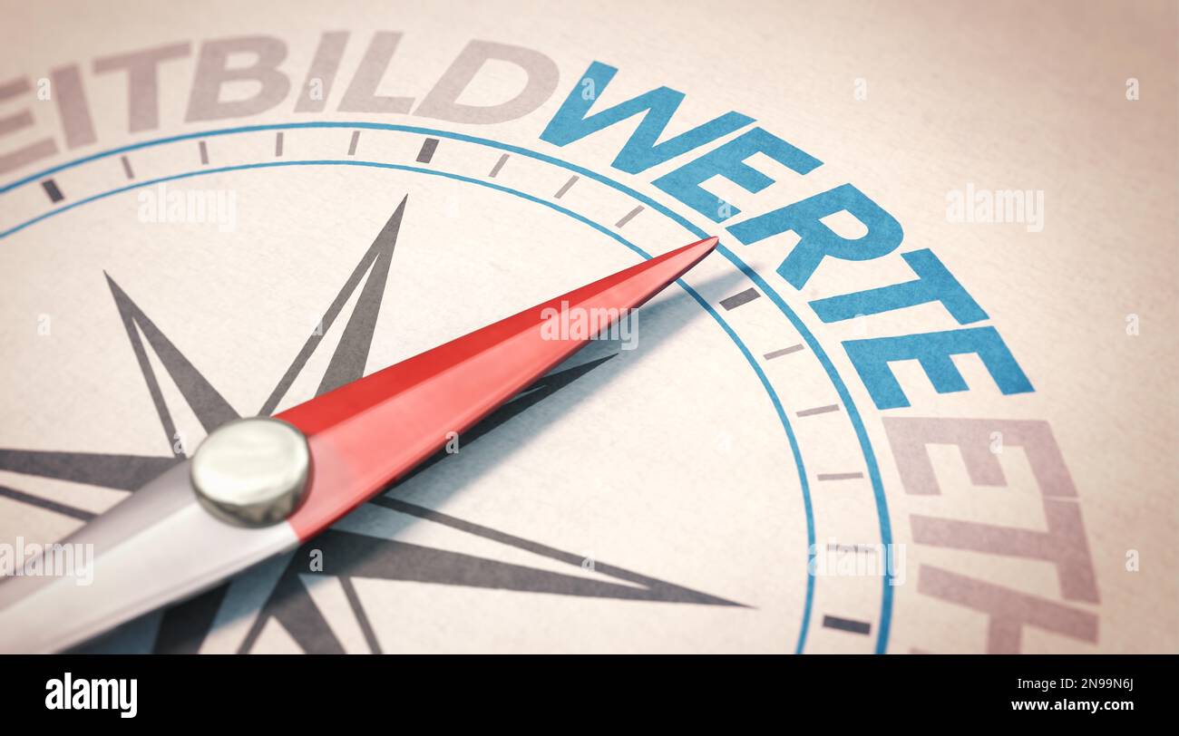 Kompassnadel in Richtung Werte. Compass needle towards VALUE Stock ...