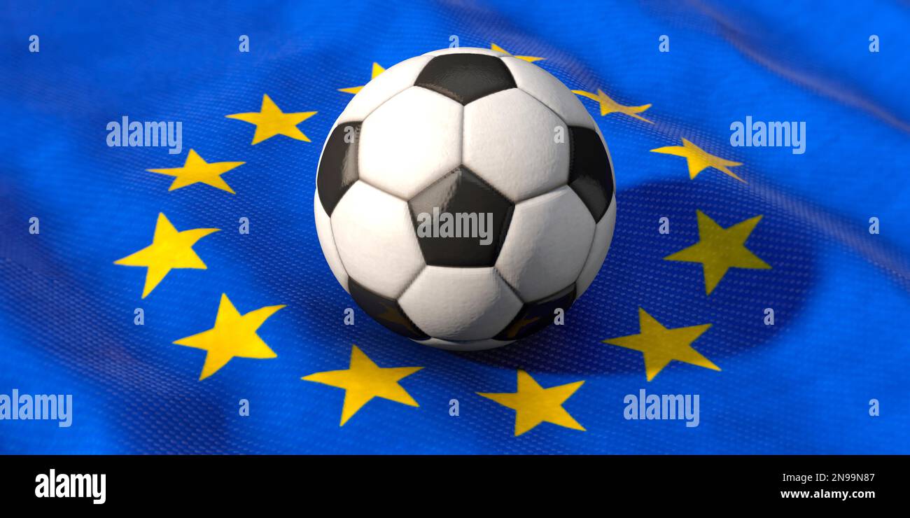 EM - European championship, football lies on the European flag Stock ...
