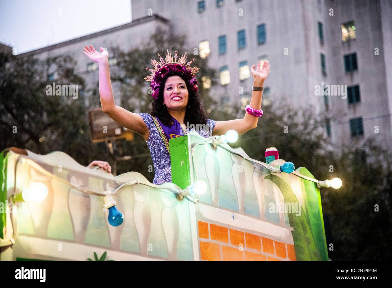 Members of the Krewe of Freret parade are seen as they pass mayoral ...