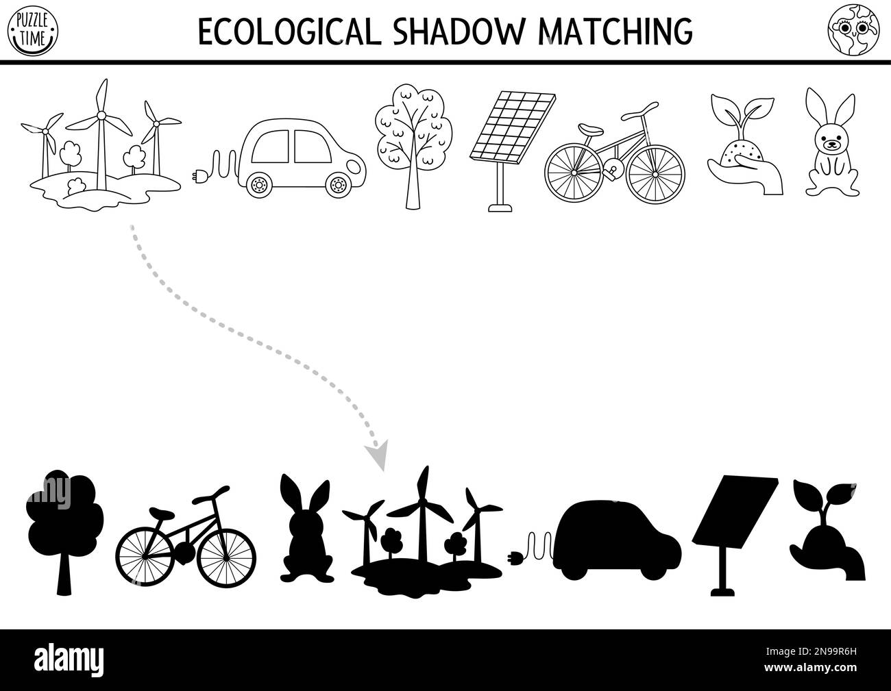 Ecological black and white shadow matching activity with alternative ...