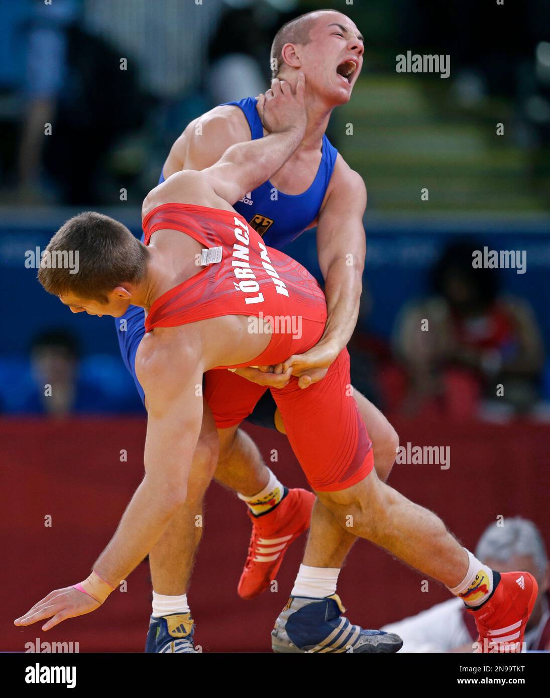 Hungary's Tamas Lorincz competes against Germany's Frank Staebler (in ...