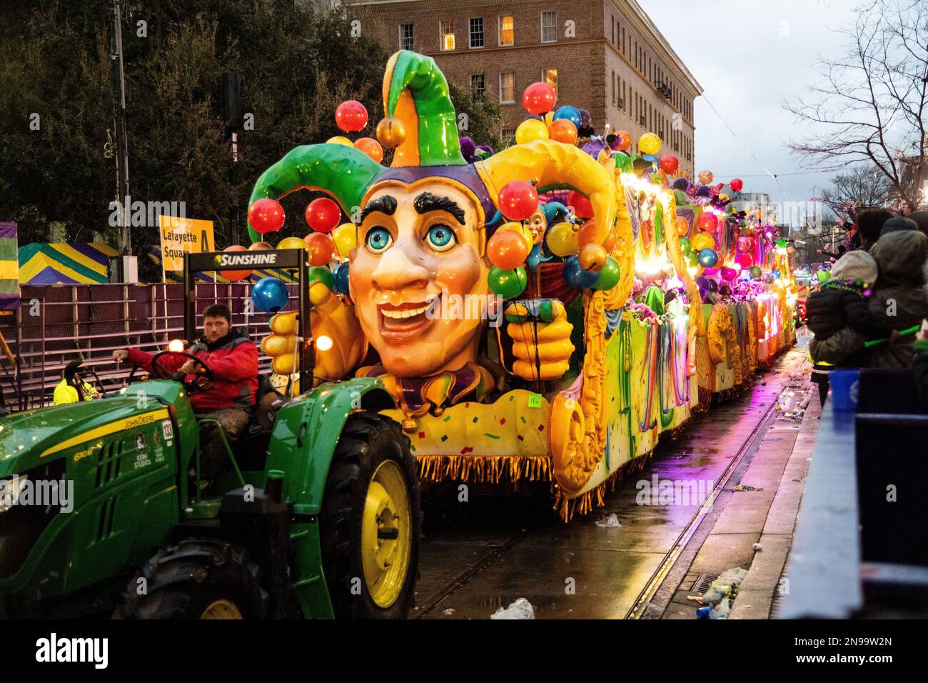 Members of the Krewe of Freret parade are seen as they pass mayoral ...