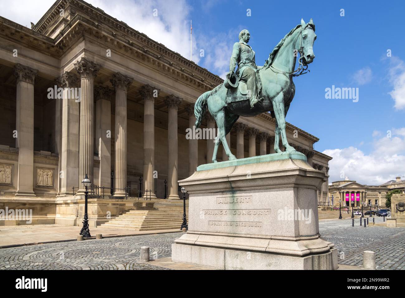 LIVERPOOL, UK - JULY 14 : Statue of Albert Prince Consort outside St ...