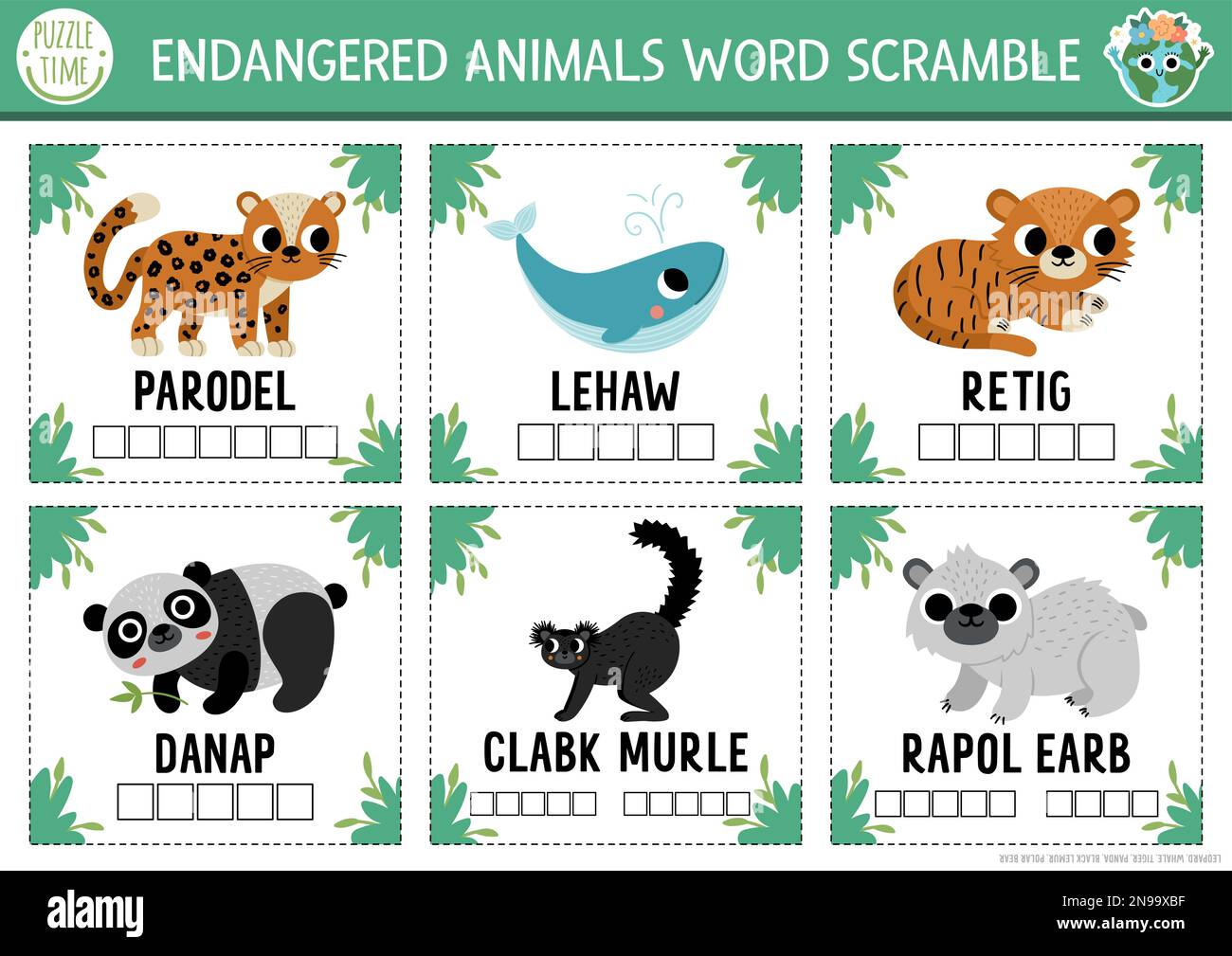 Vector extinct animals word scramble activity page. English language ...