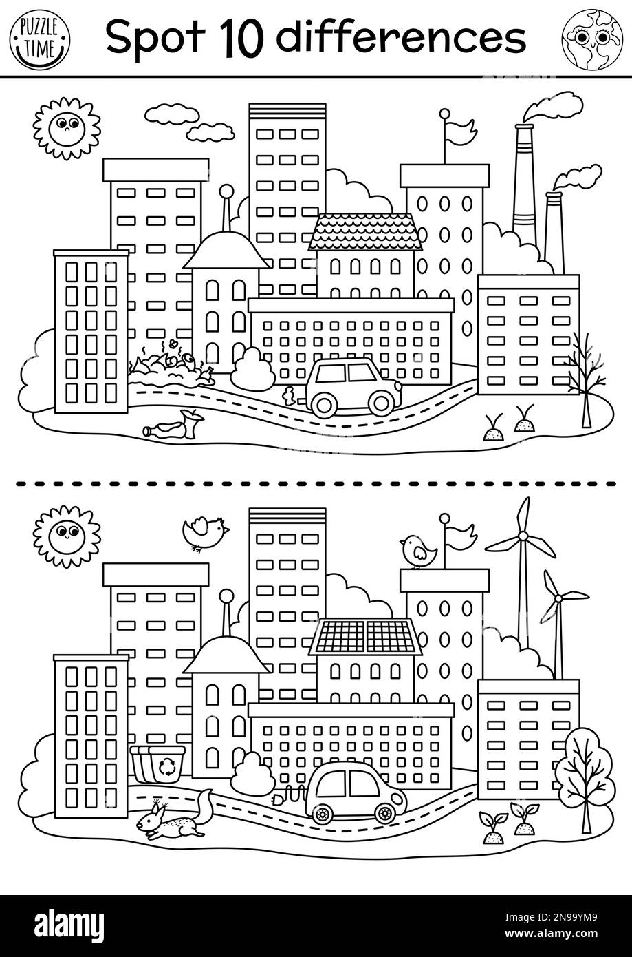 Spot the difference earth Stock Vector Images - Alamy