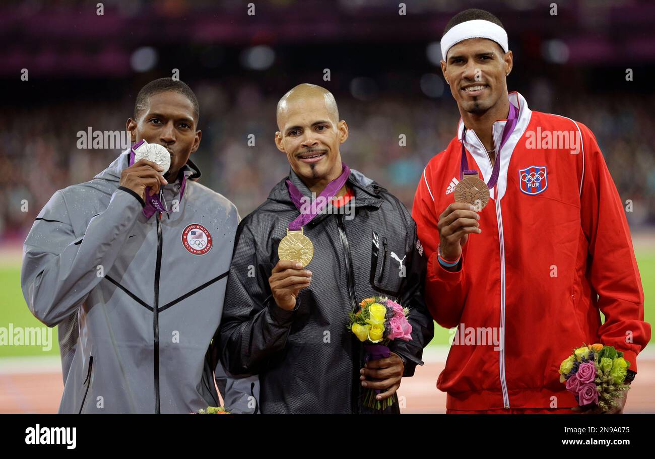 Dominican Republic's gold medalist in the men's 400-meter hurdles final ...