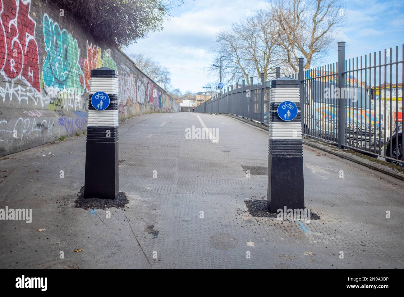 Camden Town, London, England, installation of bollards to impede ...