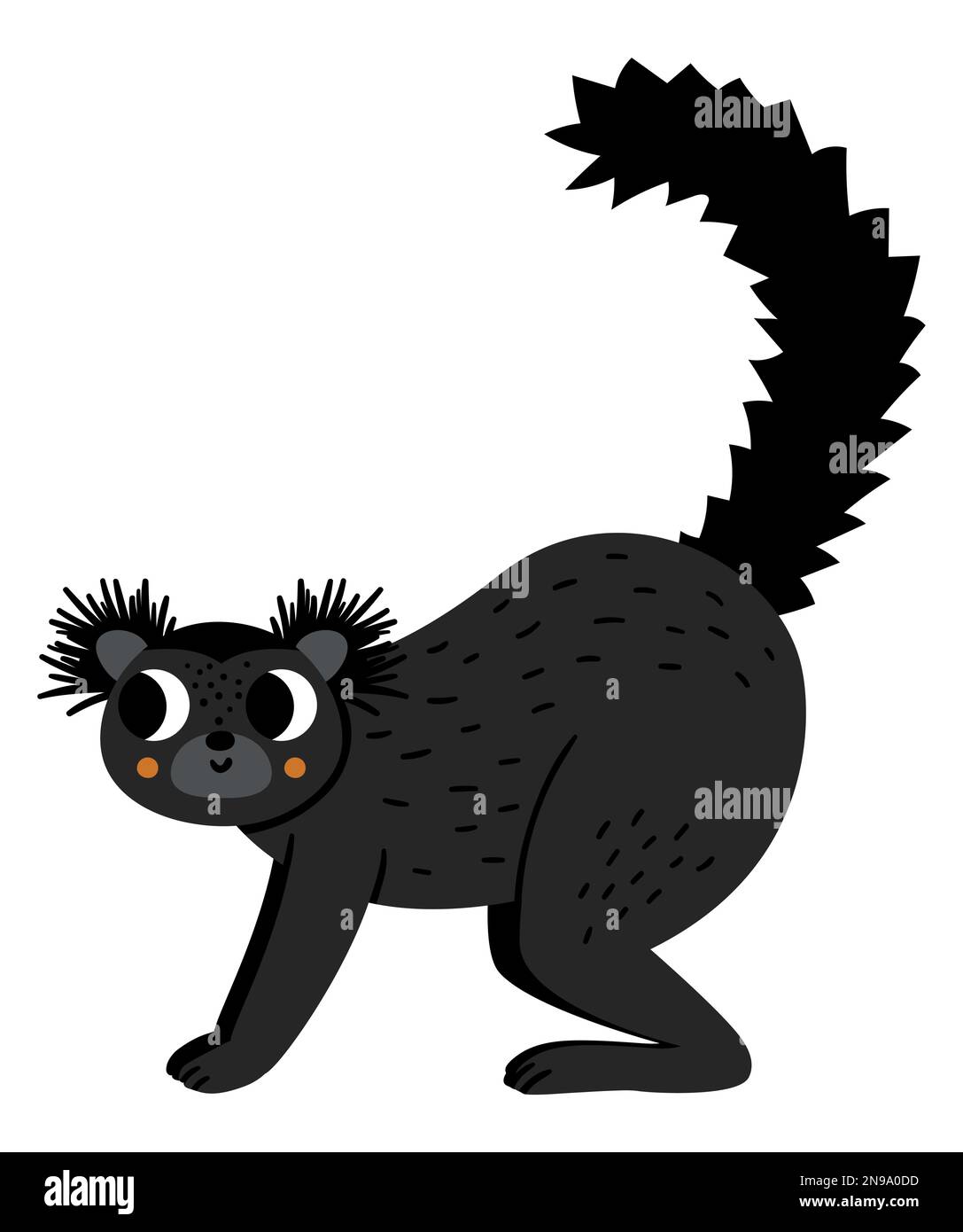 Vector black lemur icon. Endangered species illustration. Cute extinct ...