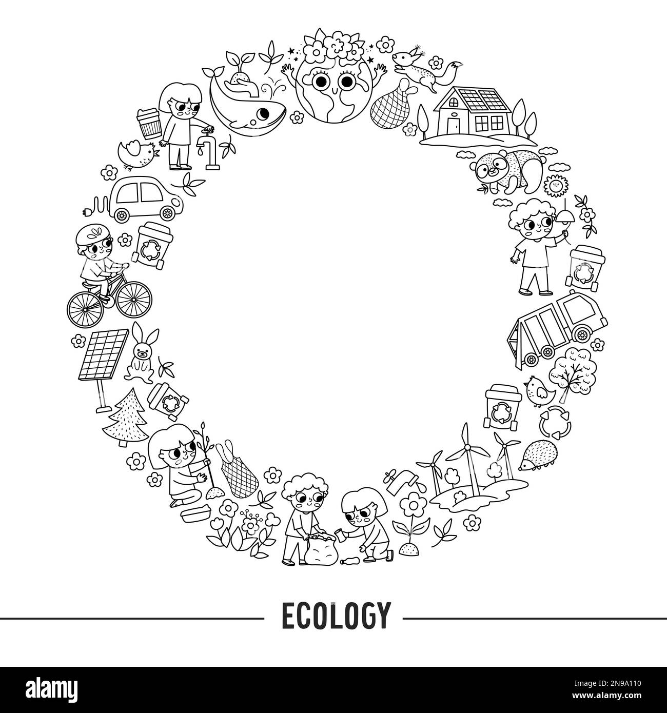 Globe Clipart Black And White Vector Border