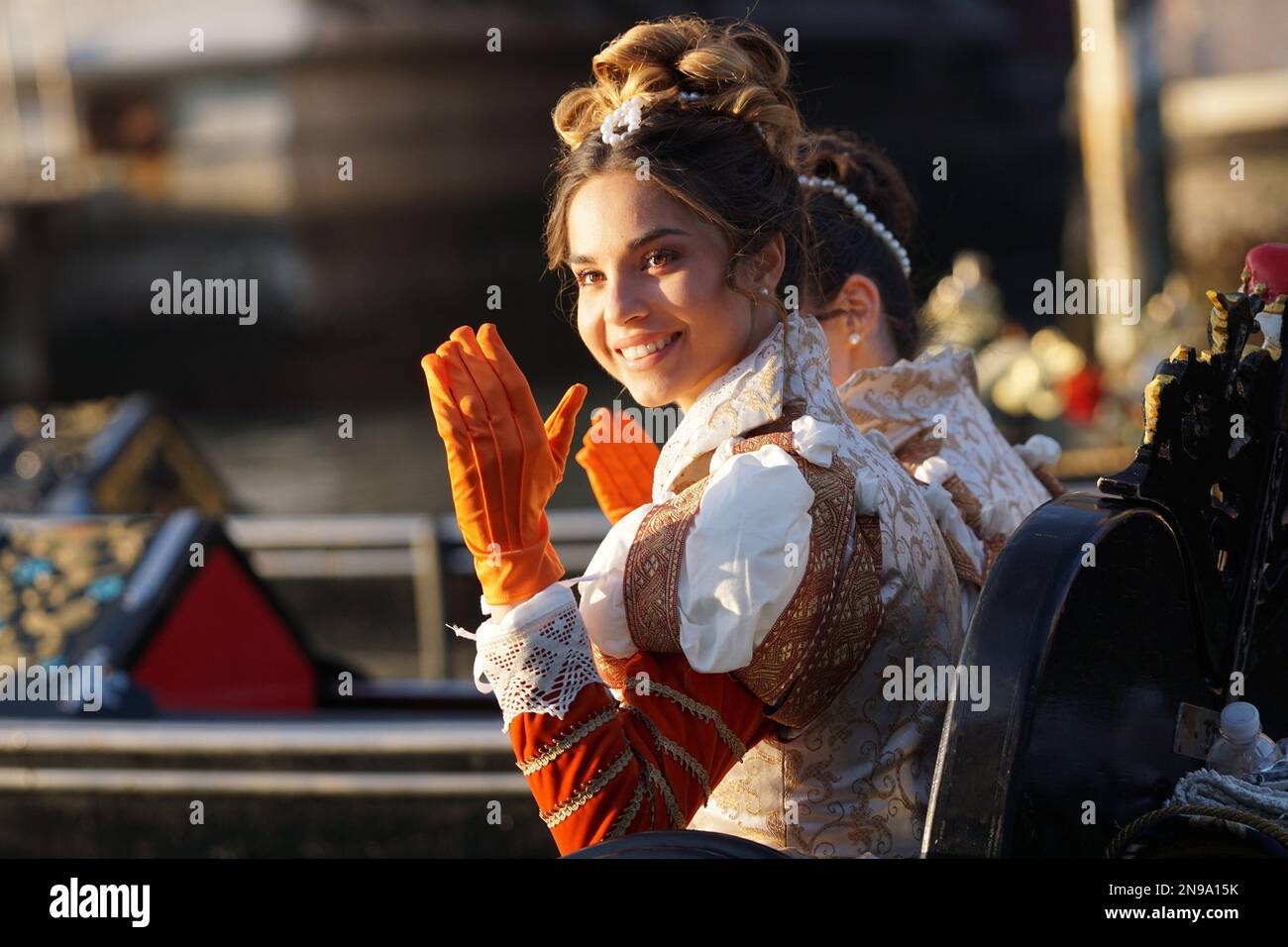 Venice, Italy. 11th Feb, 2023. A young Venetian woman, dressed in the ...