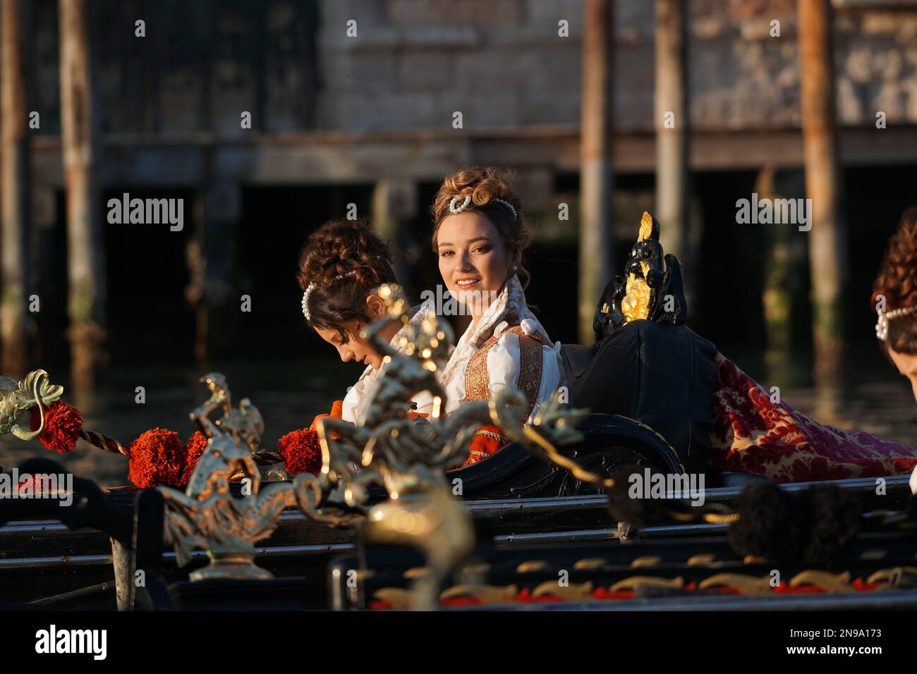 Venice, Italy. 11th Feb, 2023. A young Venetian woman, dressed in the ...