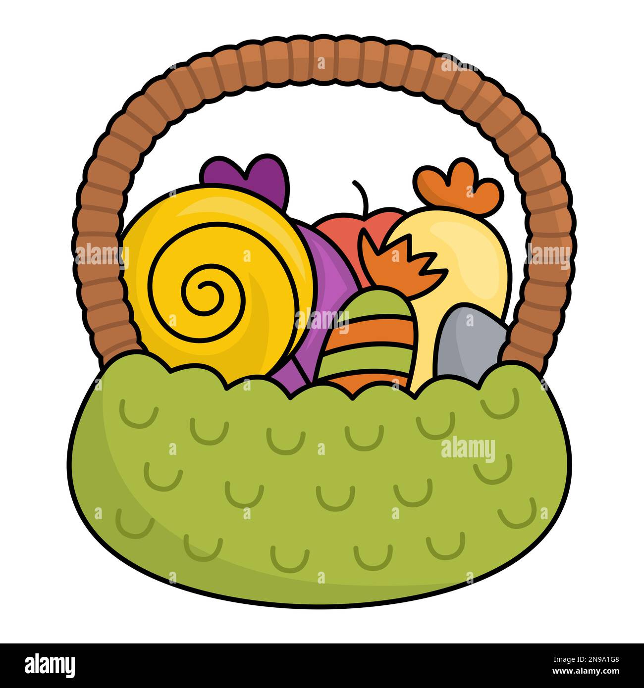 Vector kawaii trick or treat basket with sweets. Cute Halloween design ...