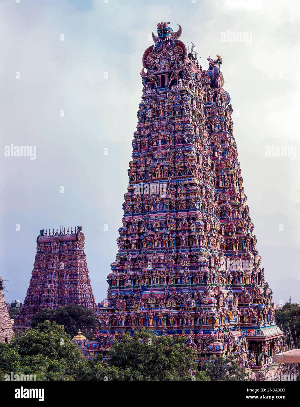 Sri Meenakshi Amman temple west tower in Madurai, Tamil Nadu, India ...