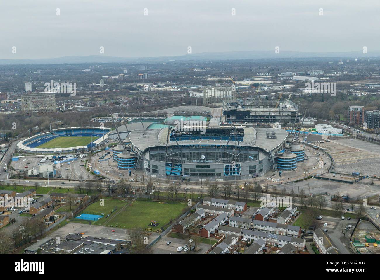 An aerial view of The Etihad Stadium ahead of this afternoons Premier ...