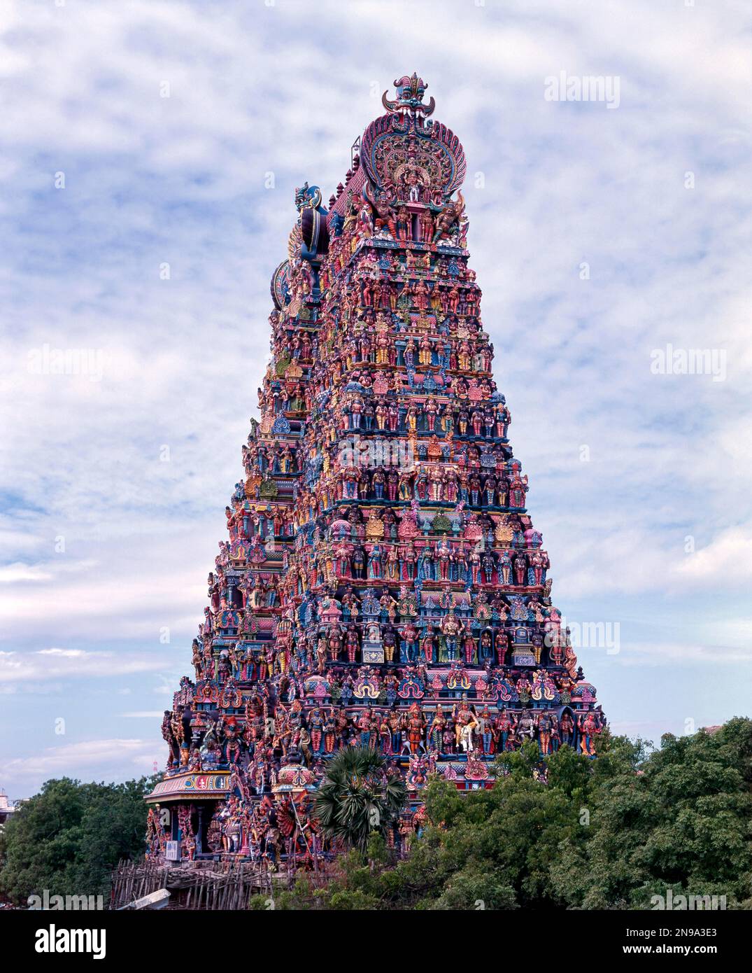 South tower in Sri Meenakshi Amman temple in Madurai, Tamil Nadu, India ...