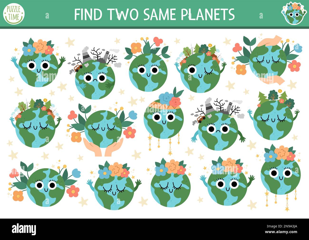 Find two same planets. Ecological matching activity for children. Eco ...