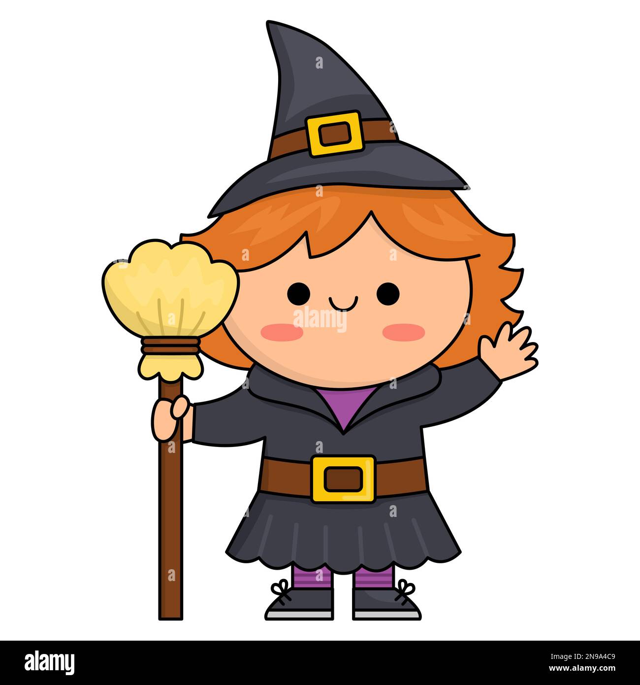 Vector kawaii witch. Cute smiling Halloween character for kids. Funny ...