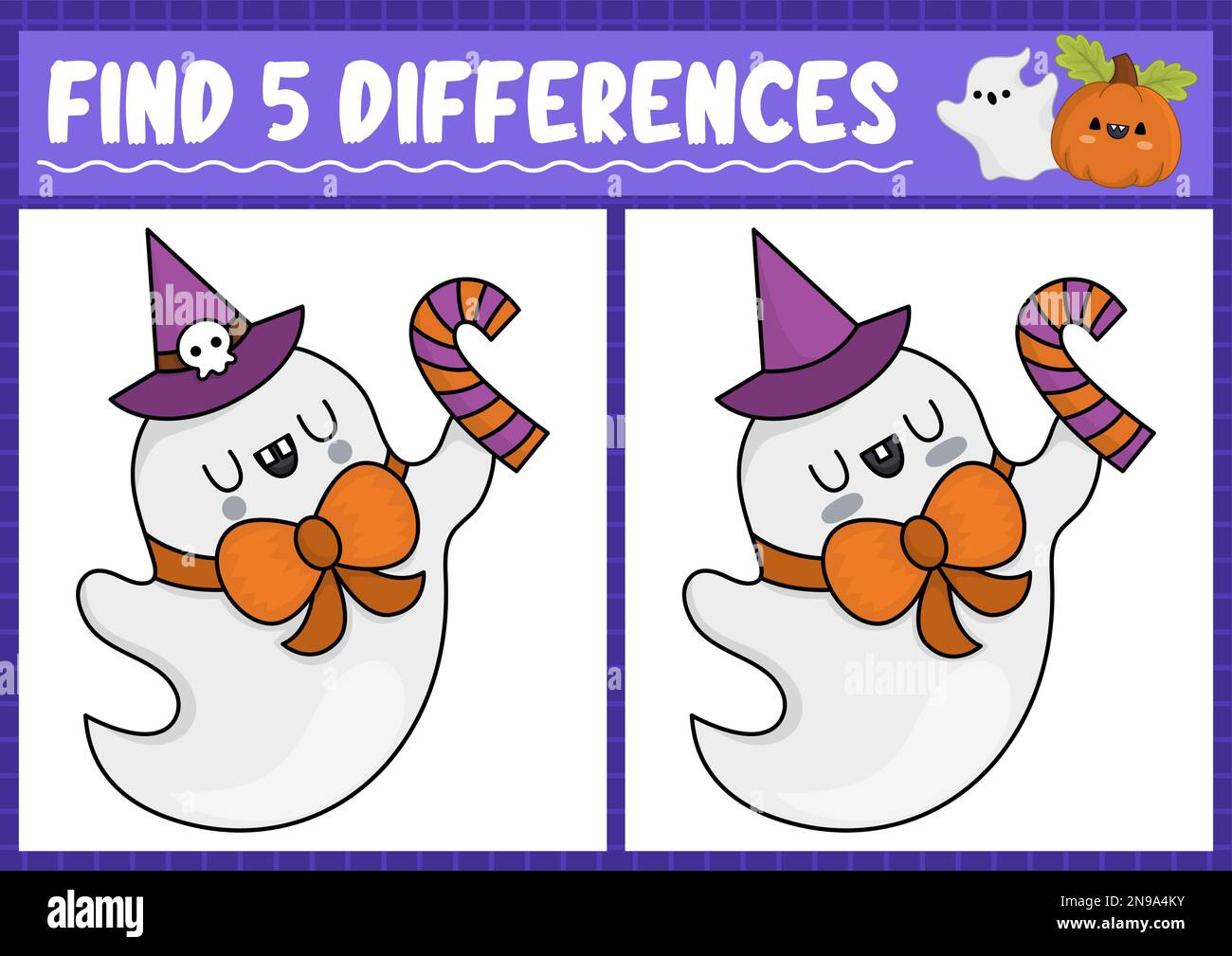 Halloween find differences game for children. Attention skills activity ...