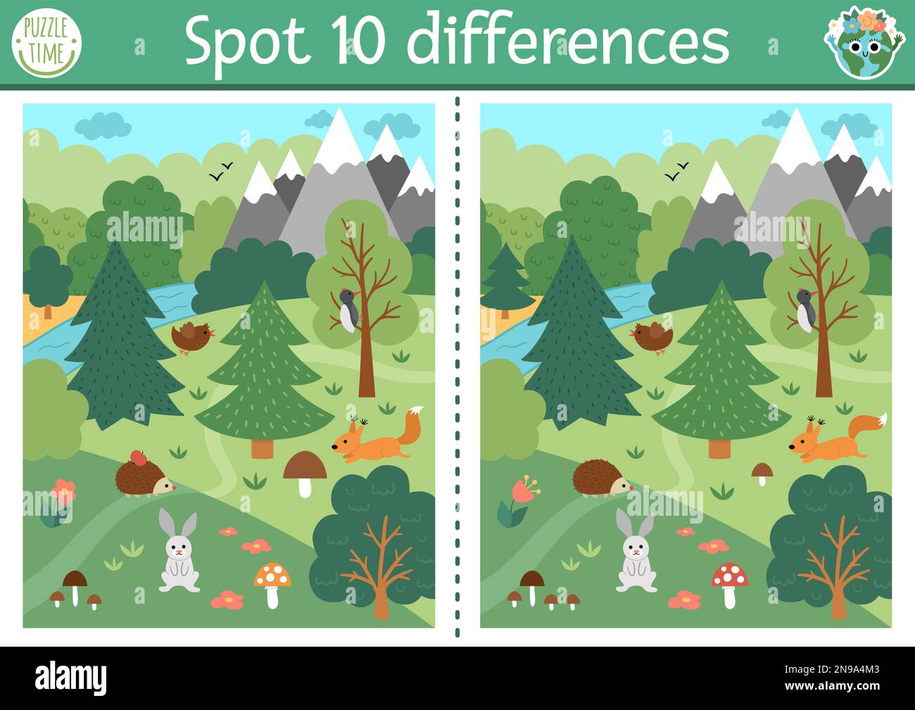 Find differences game for children. Ecological educational activity ...