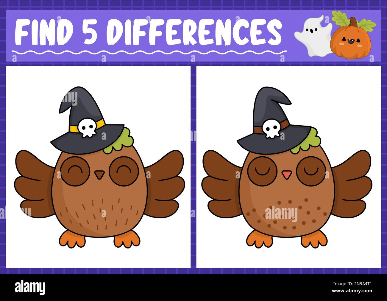 Halloween find differences game for children. Attention skills activity ...
