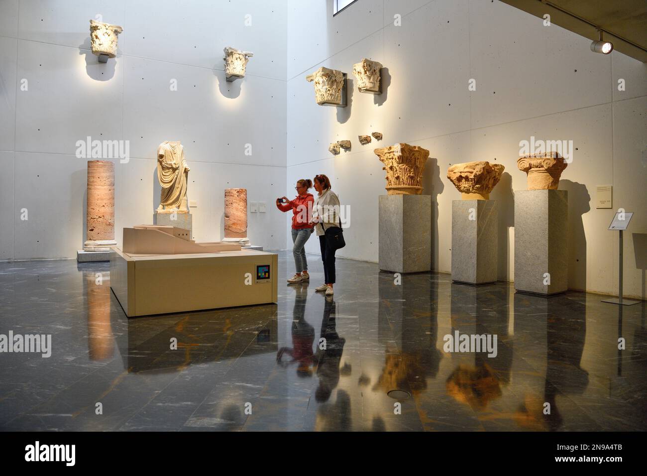 Visitors at the Museo del Teatro Romano, museum at the Roman ...