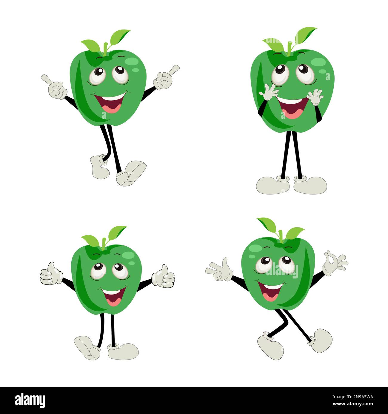 Apple Cartoon character Illustration of a Happy Apple Character. Red ...