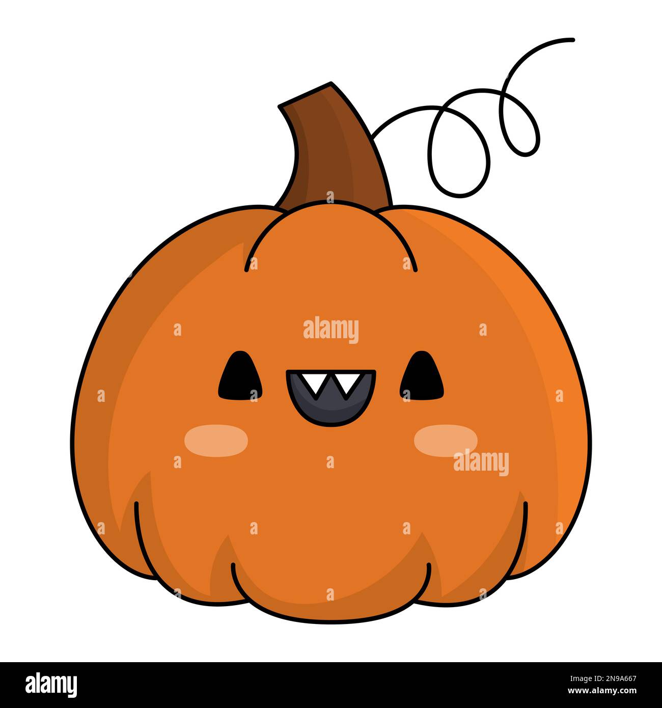 Vector kawaii jack-o-lantern. Cute smiling Halloween character for kids ...