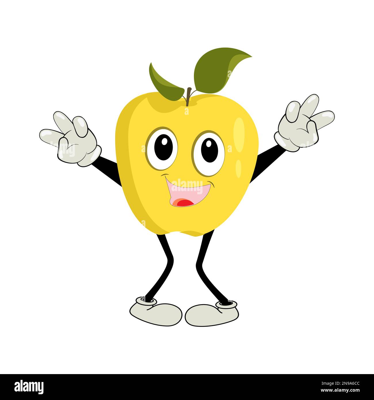 Apple Cartoon character Illustration of a Happy Apple Character. Red ...