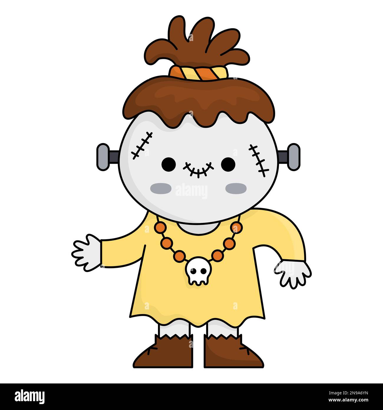 Vector kawaii zombie. Cute smiling Halloween character for kids. Funny ...